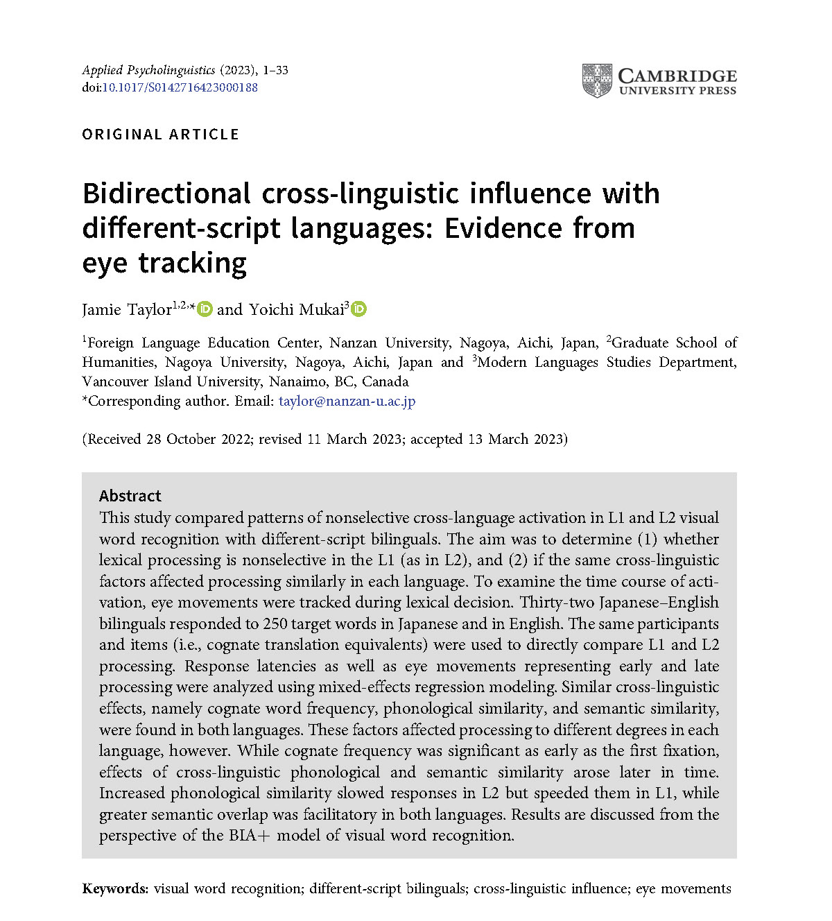 Bidirectional Cross Linguistic Influence With Different Script